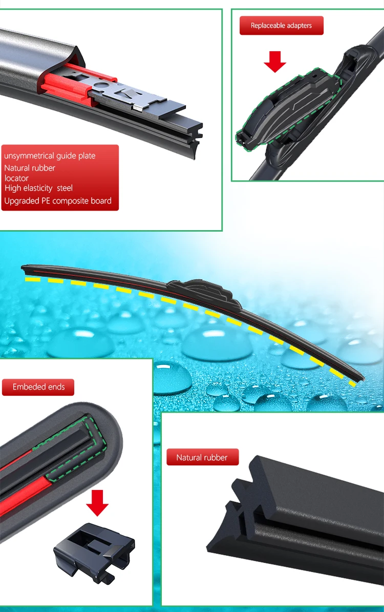 S058 Universal Front Window Frameless Windshield Wiper Blades 8 ...