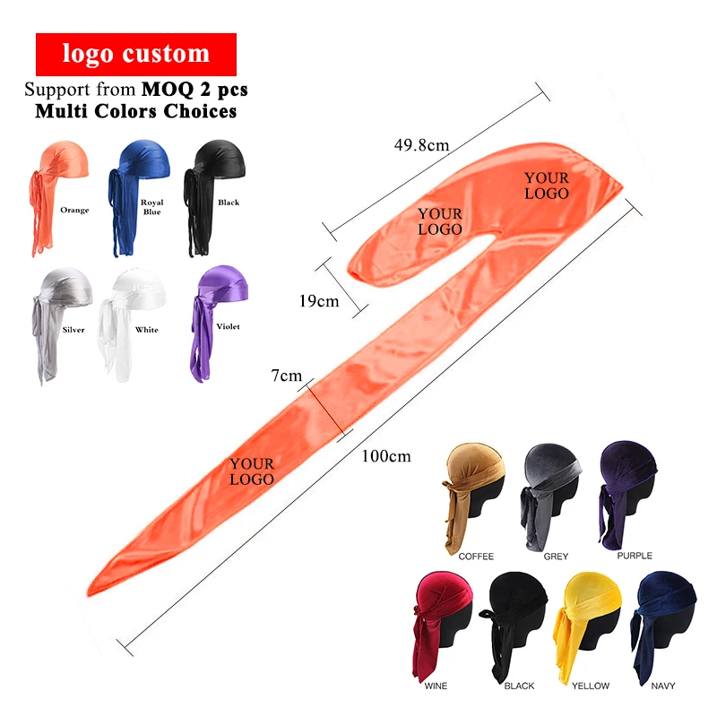 Crushed Custom Logo White Durags Mens Wholesale Luxury Velvet Durag For ...