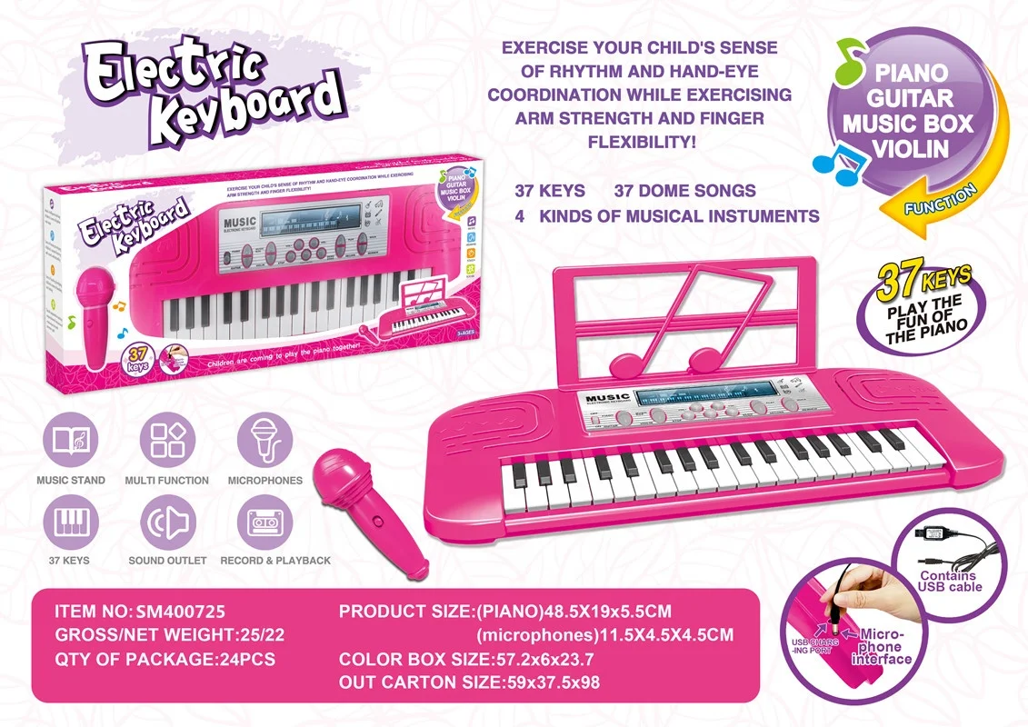 37 Keys Kids Musical Piano Keyboards Toy Electronic Organ With ...