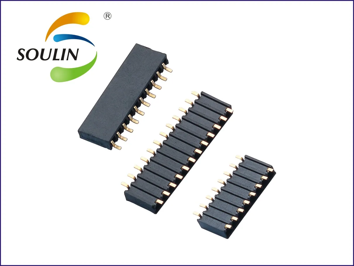 6 Pin Double Row Langsung Perempuan Pin Header 2.54 Mm Pin Panjang 11 ...