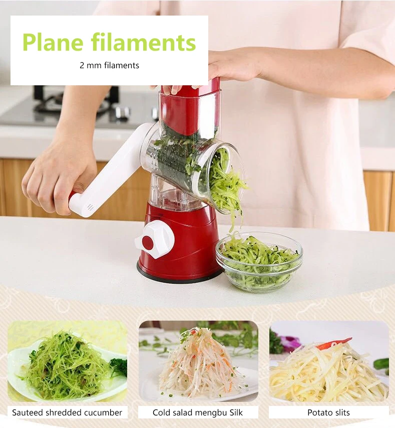 TD3 Multifunctional 3 in 1 Tabletop Kitchen Rotary Slicer