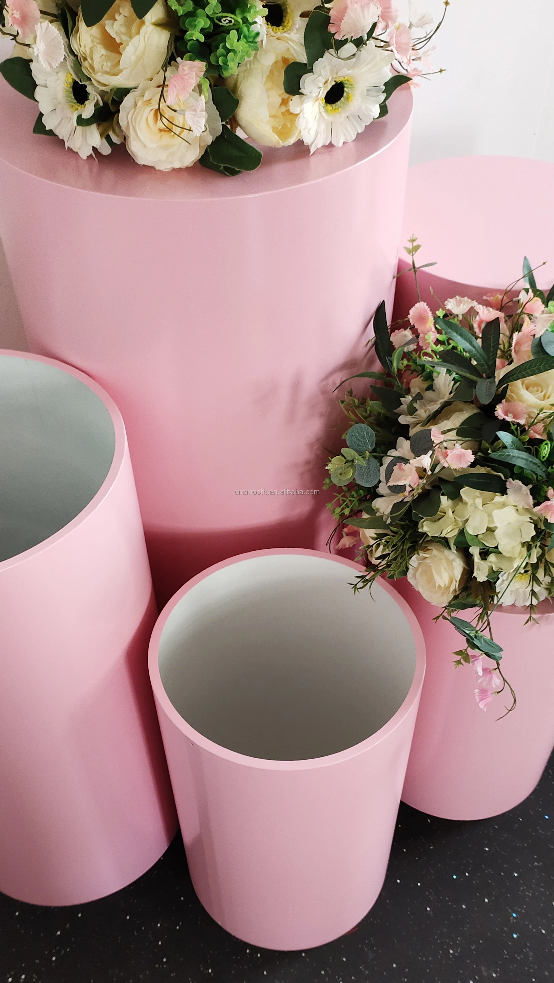 Baby Pink Plinths - Elegant Wedding Exhibition Pedestals