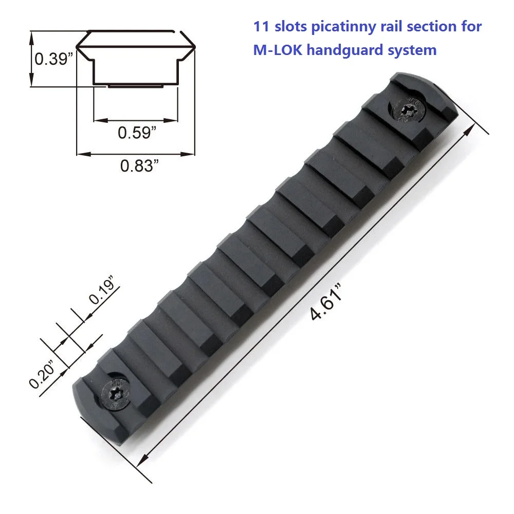 Aplus 6 Optional Size Black M-lok Picatinny Rail Sections Kit Fits Mlok ...
