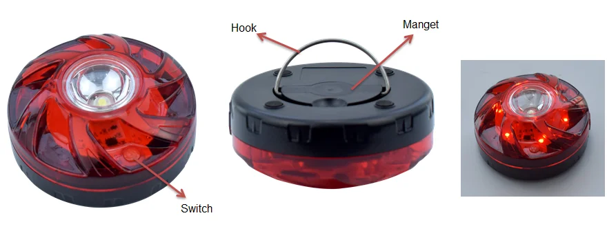 8 Red Emergency Led Safety Lights Road Safety Light With Reflectective ...