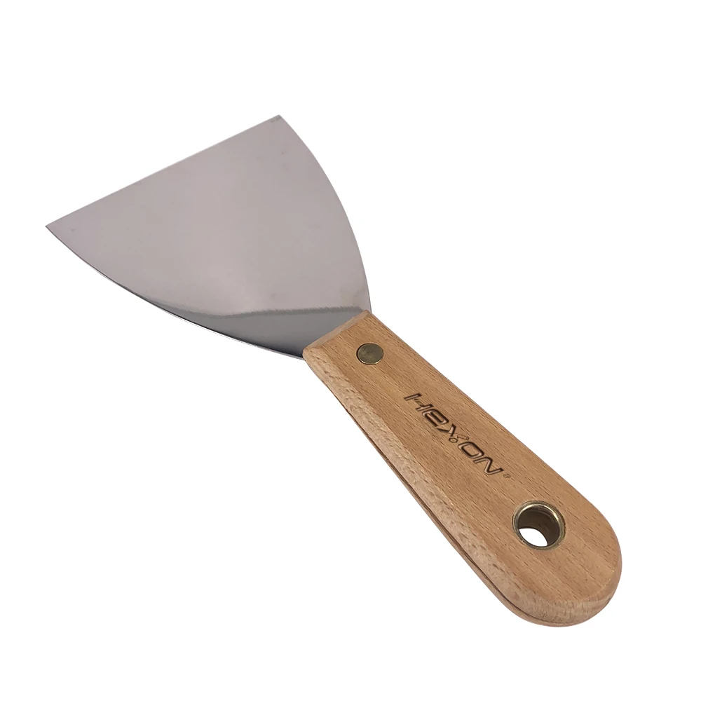 8cm Double Clip Beech Wooden Handle Stainless Steel Scraper