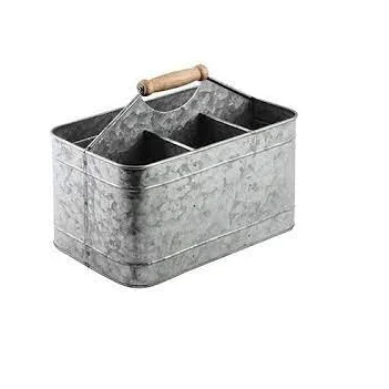 Rustic Farmhouse Galvanized Metal Caddy Indian Handcrafted Multipurpose ...
