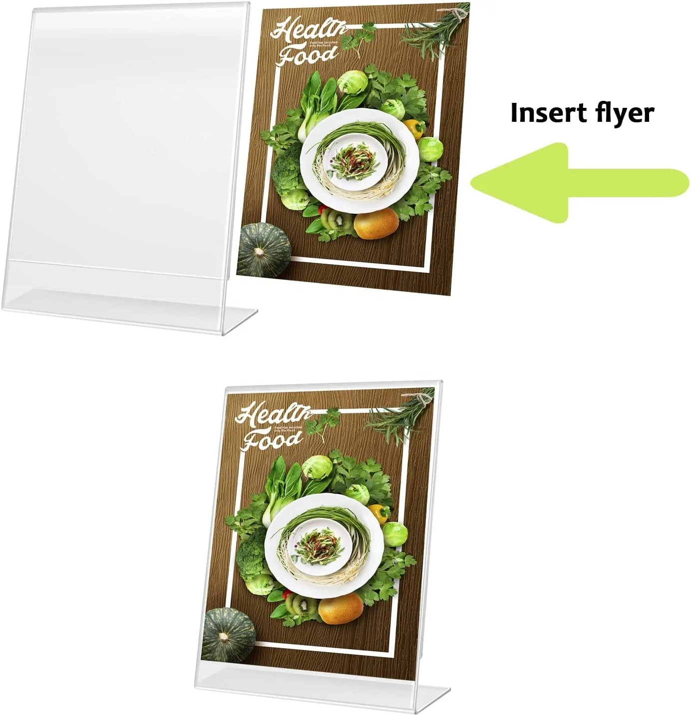 L Shape Acrylic Sign Display Holder With Slant Back Plastic Paper ...