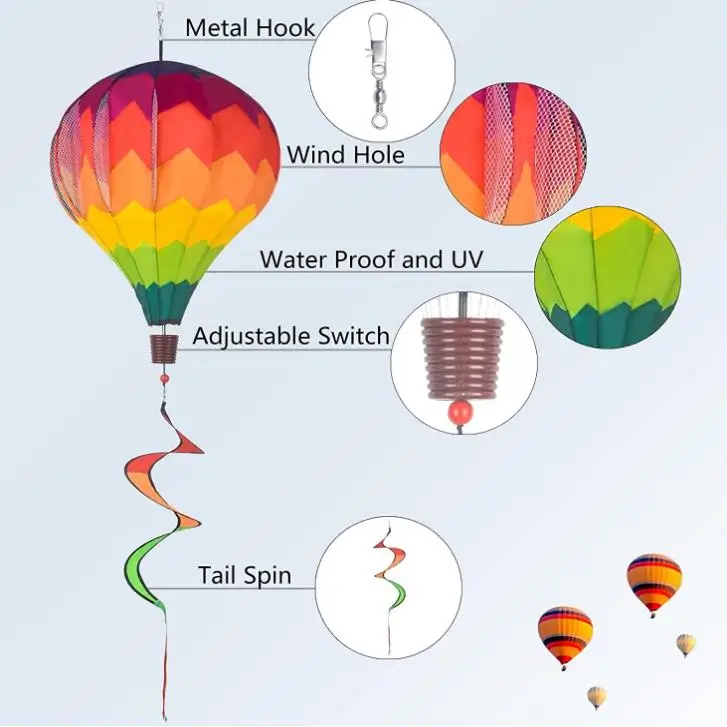 Hot Air Balloon Wind Spinner - Colorful Garden Decor