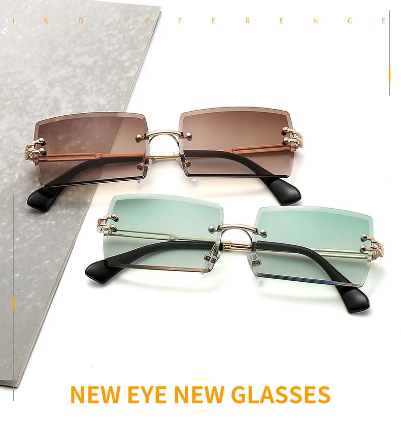 Guvivi New Trendy Small Size Rectangle Frameless Sun Glasses Hot Sale ...