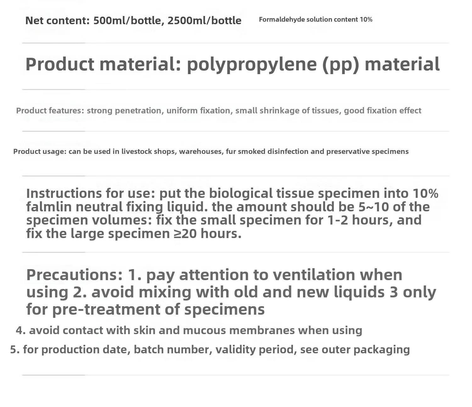 OEM Customizable Antiseptic Formalin Liquid Plastic Tissue Fixative ...