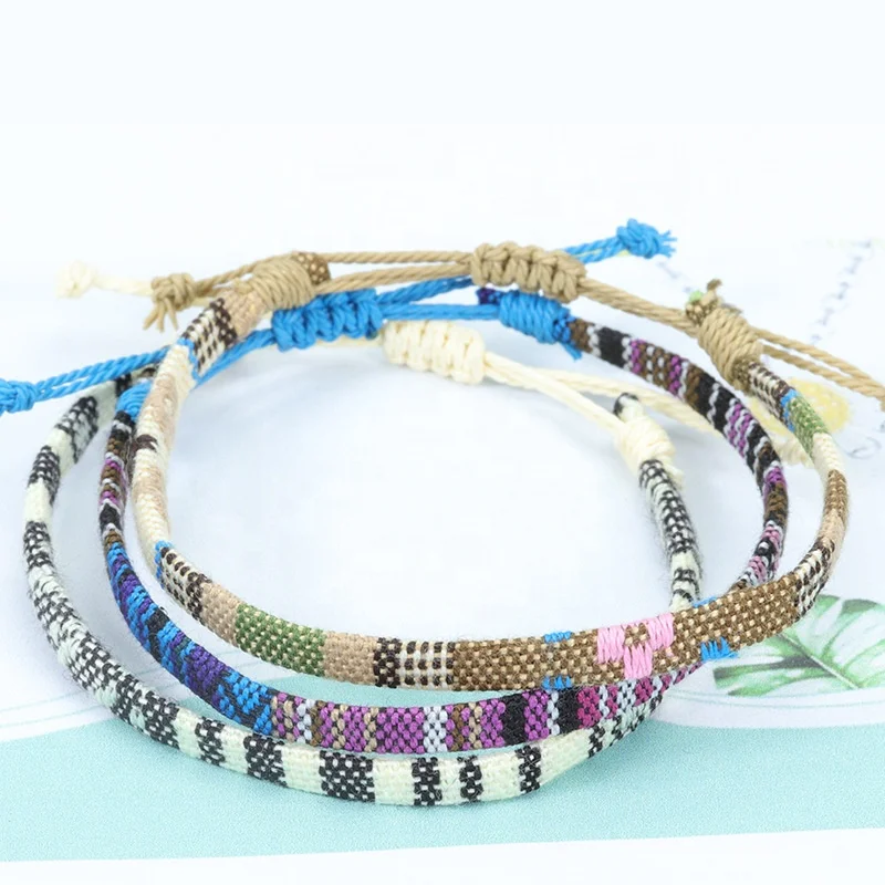 Bohemia Colorful Braided Woven Rope Bracelets Adjustable Cloth Strand ...