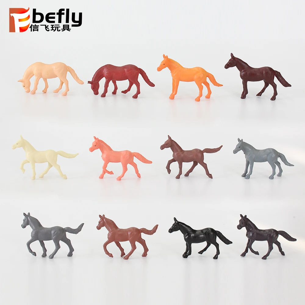 12pcs Farm Animal Mini Plastic Horse Toy in Bulk - BEFLY