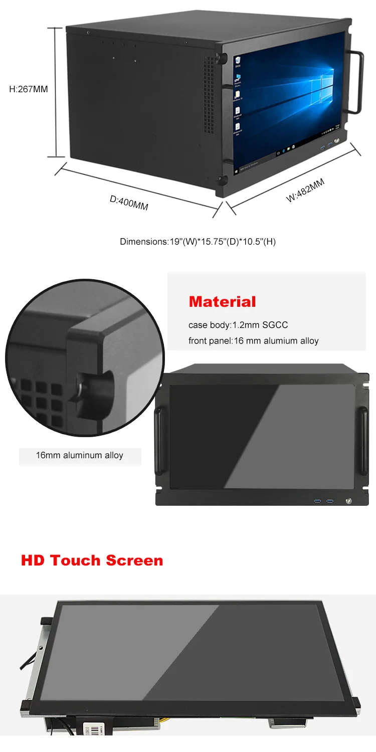 Custom Rackmount 6u Server Case With Hd Lcd Screen Industrial Desktop ...