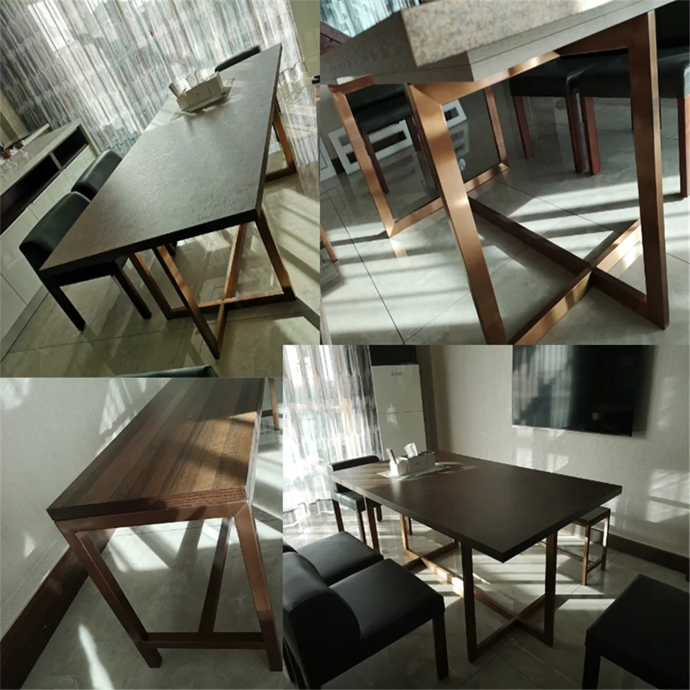 Custom Adjustable Dining Table Legs - Gold Brass Copper