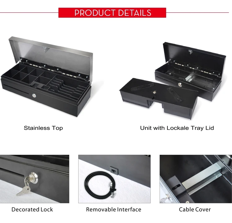 6 Bills 8 Coins Cashier Box Flip Top Cash Drawer Money Order Machine ...