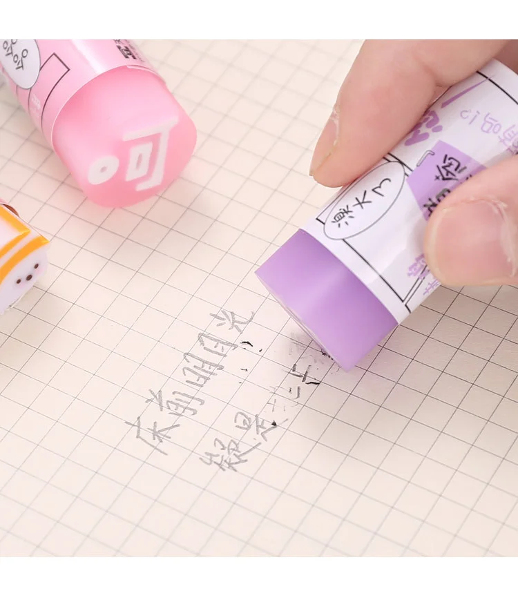 TOPSTHINK Kawaii TPR Cute Cartoon Pretty Multicolored Round Pencil Erasers