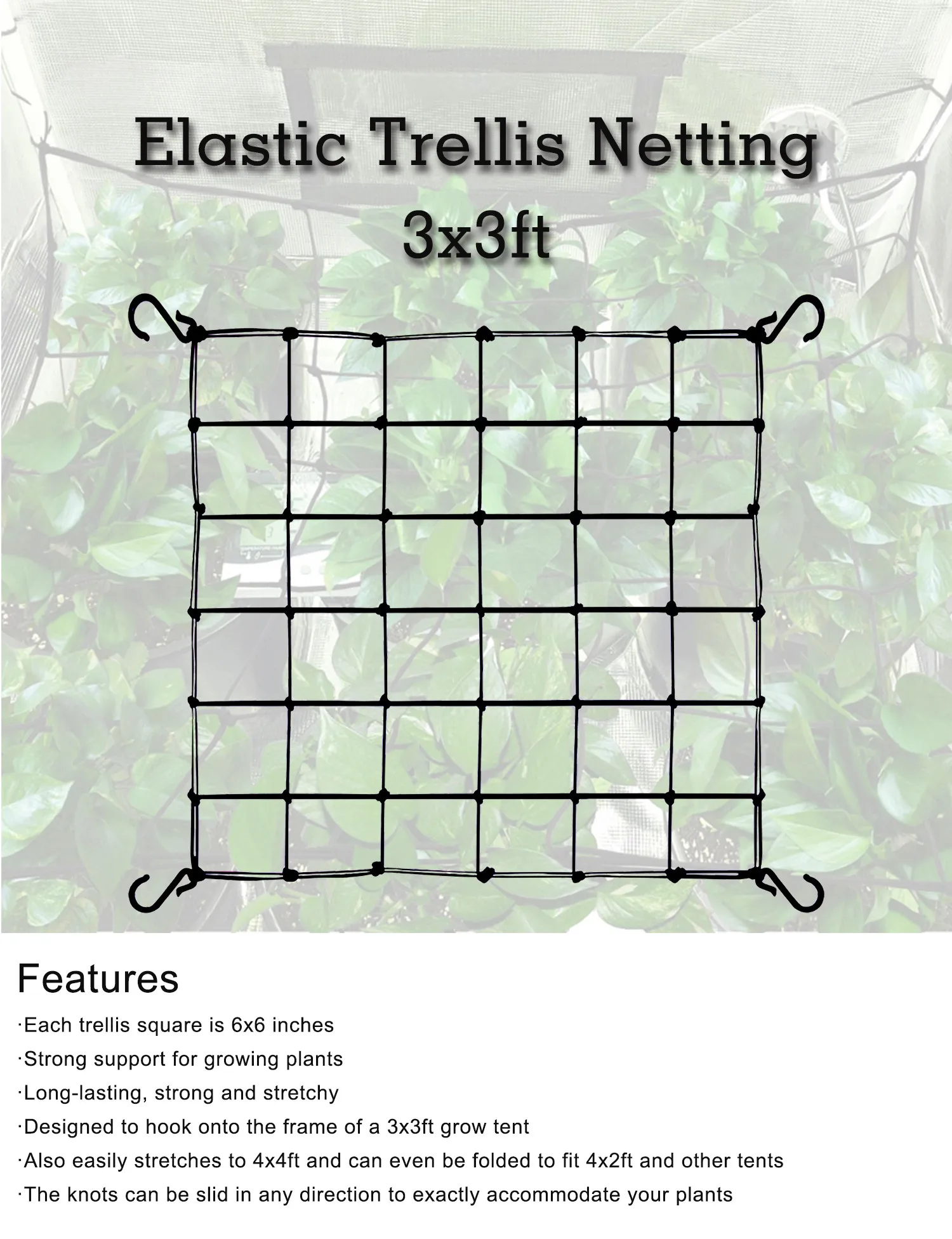 Heavy Duty Elastic Plastic Rubber Mesh Bag Trellis Cargo Netting With ...