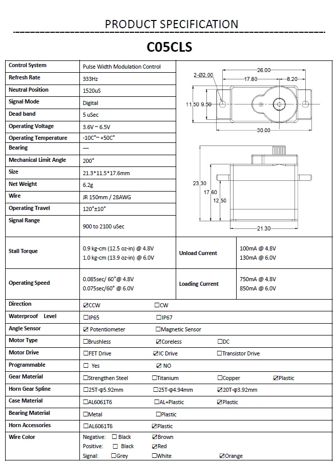 Agfrc Ultra Micro 5g Plastic Gear 1kg High Torque 6.5v Digital Mini ...