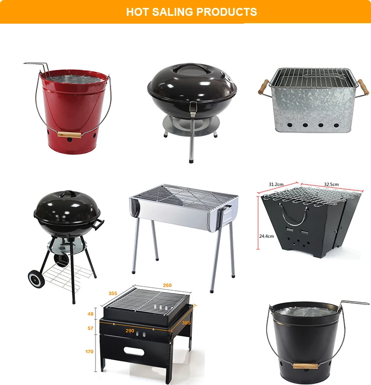 Galvanized Steel Bbq Grill Barbecue Grill With Metal Stand And Hand ...