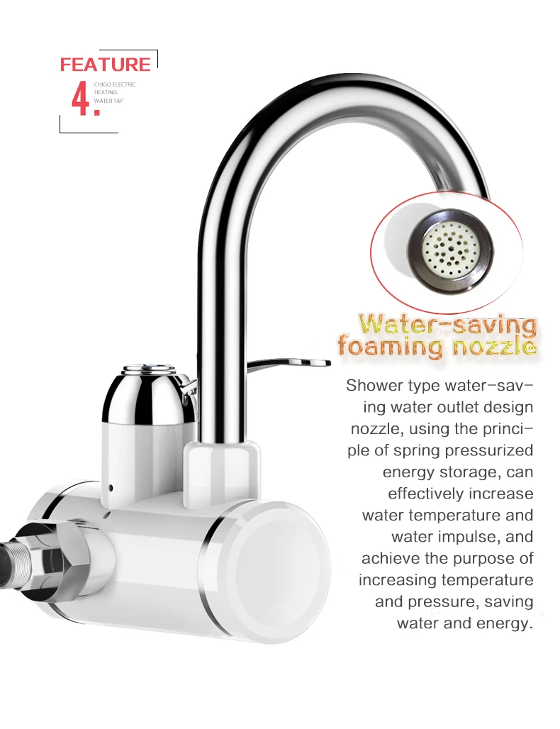 Single Handle Abs Led Display Electric Heater Faucet Electrical Faucet ...