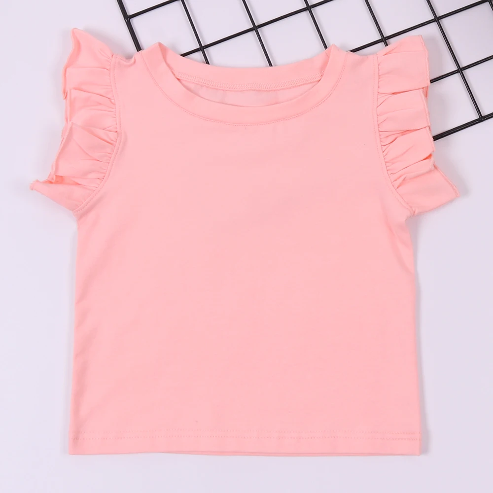 Toddlers Ruffle Tee Shirts Plain Baby Kids Causal Top Shirts Solid ...