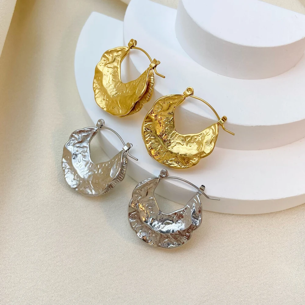 Irregular and Irregular Hammered Texture Pleated Necklace Jewelry Set ...
