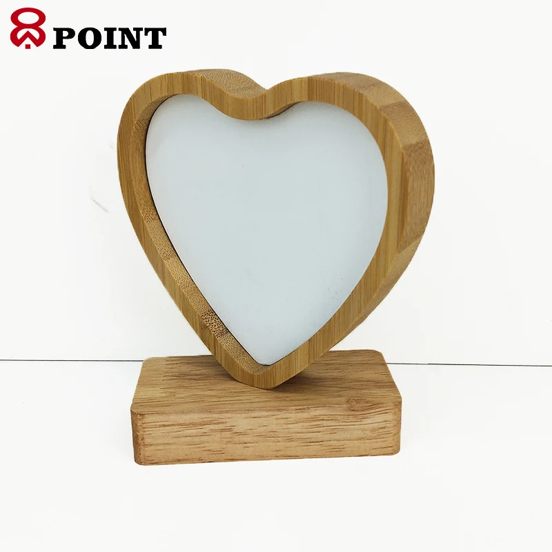 Custom Sublimation Picture Frame - Natural Wood Heart Shape