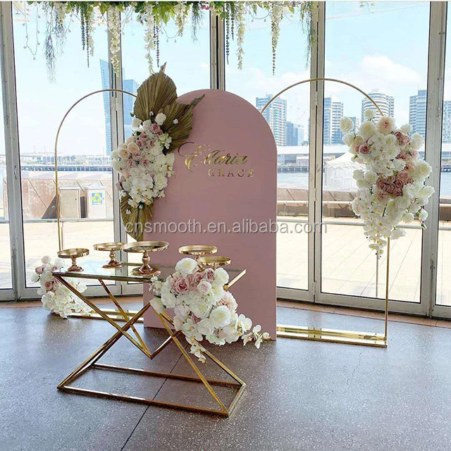 Wholesale Round Wedding Decoration Iron Metal Frame Flower Fall Gold ...