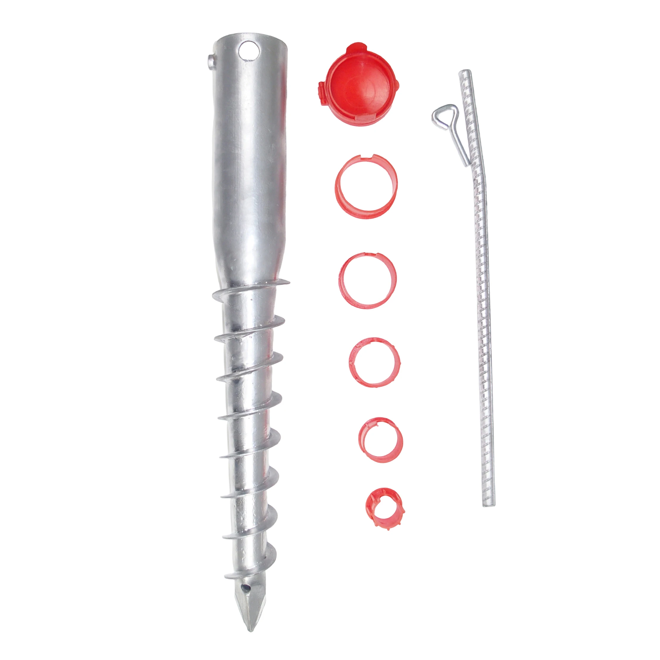 Heavy Duty Metal Ground Screw Anchor with Plastic Adapters and Rod for ...