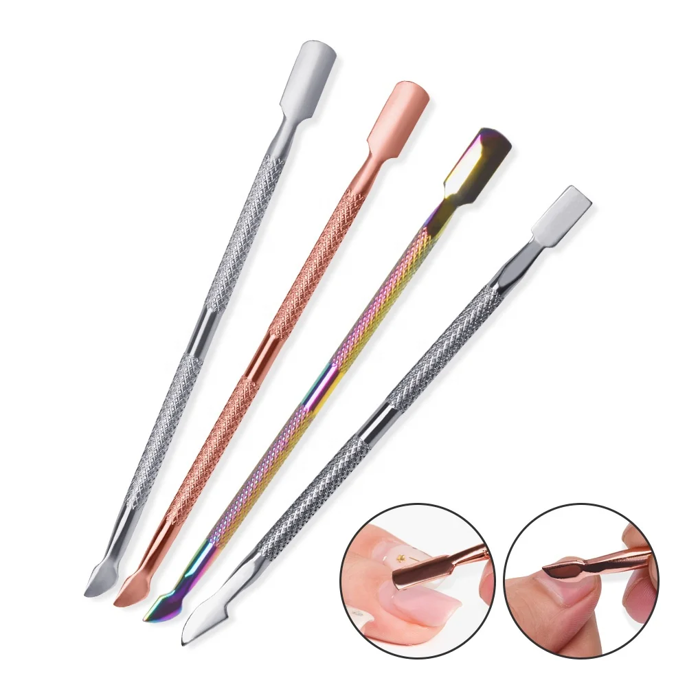 1pcs Rainbow Stainless Steel Nail Cuticle Pusher Nipper Double Sided ...