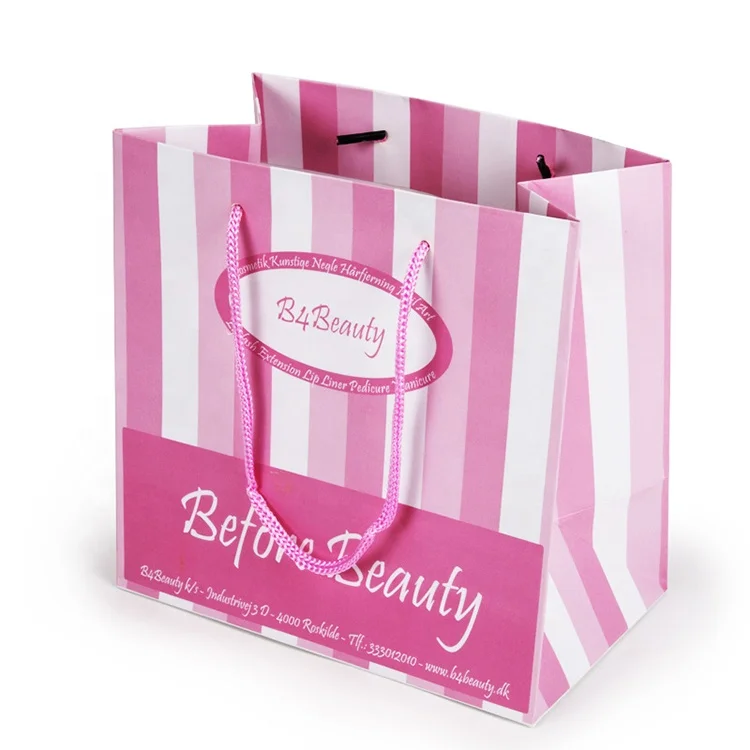 Pink Paper Bag Paper Bag Pink Gift Bags For Small Business Custom Logo ...