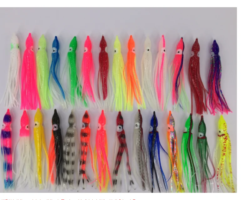 Customized Soft Plastic Trolling Fishing Using Octopus Skirts And Luminous Squids Skirt Fishing ...