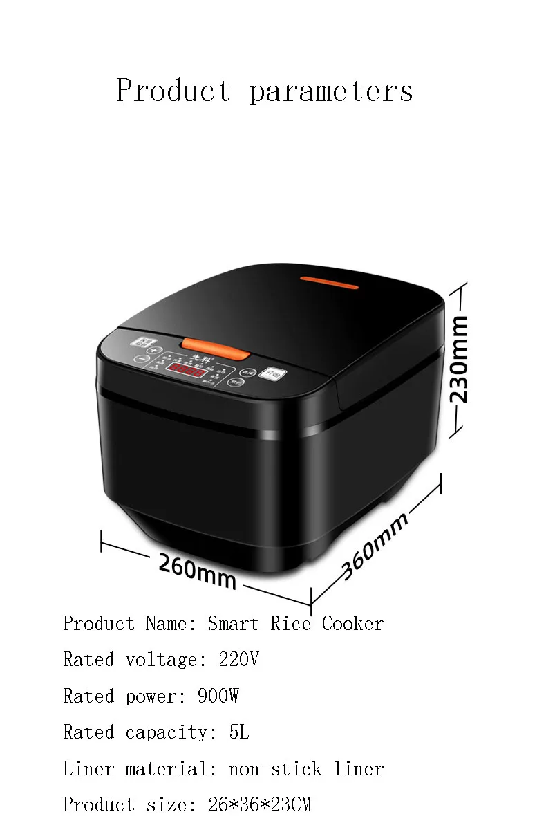 5 Liter Rice Cooker Black Non-stick Pan With Automatic Power Off Ricco ...