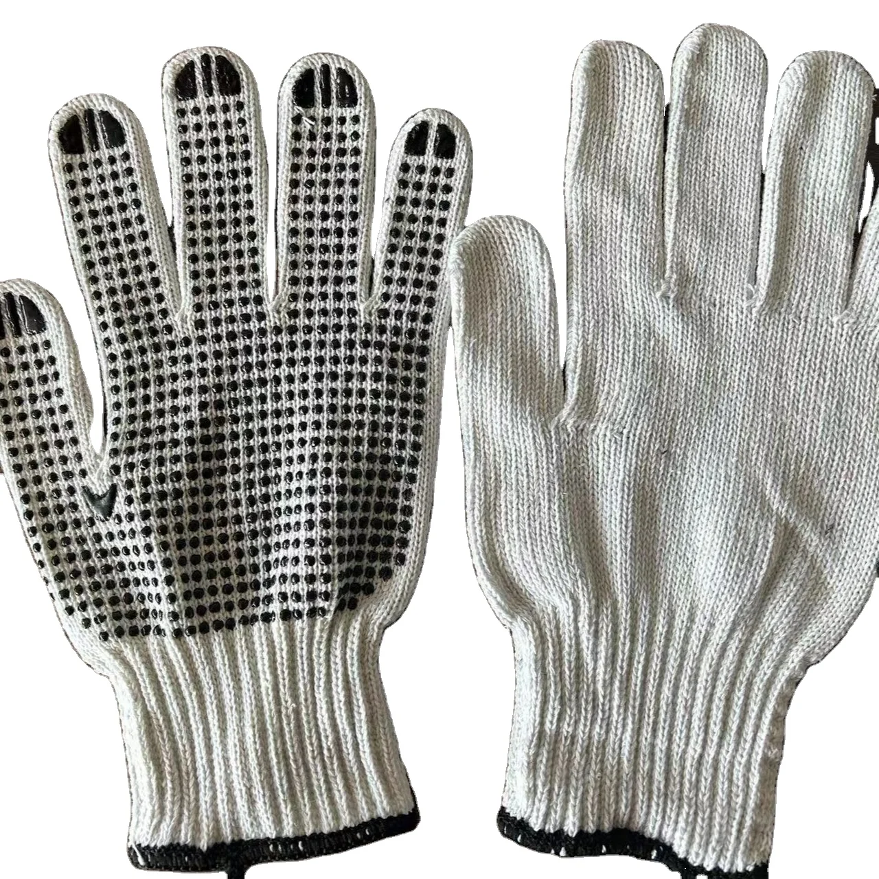 Factory Sg 7 Gauge / 10 Gauge Cotton Knitted Gloves Pvc Dots One Side / Both Side Gloves 600g ...