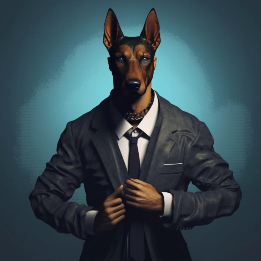 2024 New Design Doberman Plush Handsome Stuffed Animal Doll Man With ...