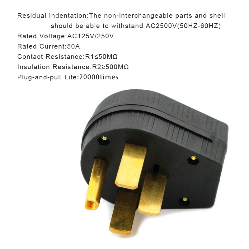 High Power Usa Nema L14-50p Quadrupole Plug 50a 125-250v American ...