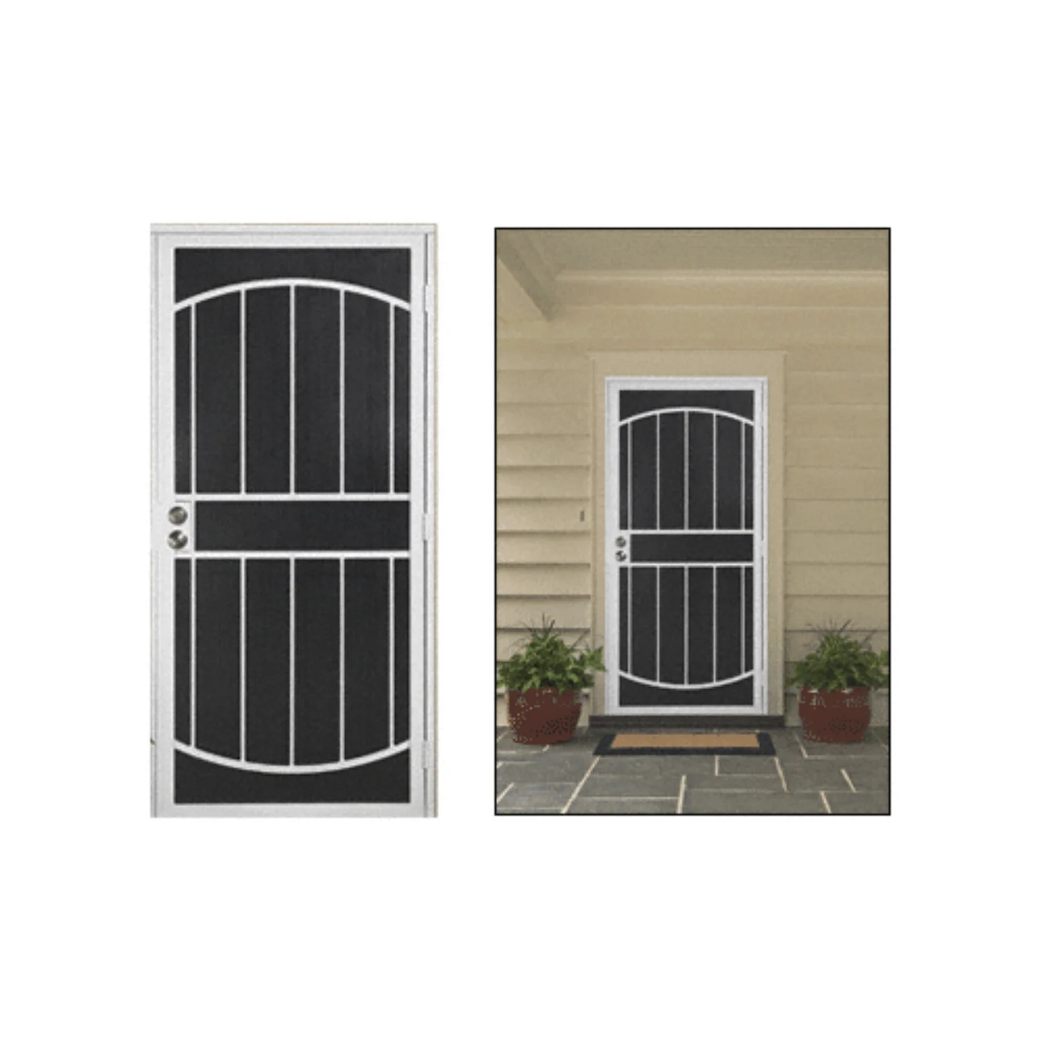 Exterior Steel Doors with Wrought Iron Decorative Detail