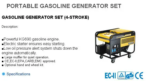 8500W 15HP Air Cooled Portable Gasoline Generators - Reliable Power