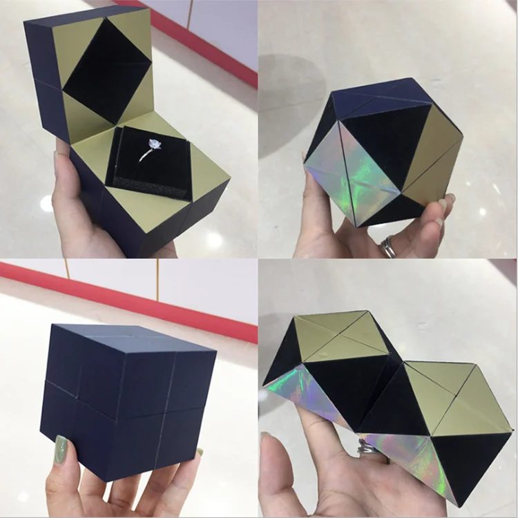 Custom Small Surprise Rubik's Cube Jewelry Box Folding Ring Box - Buy ...