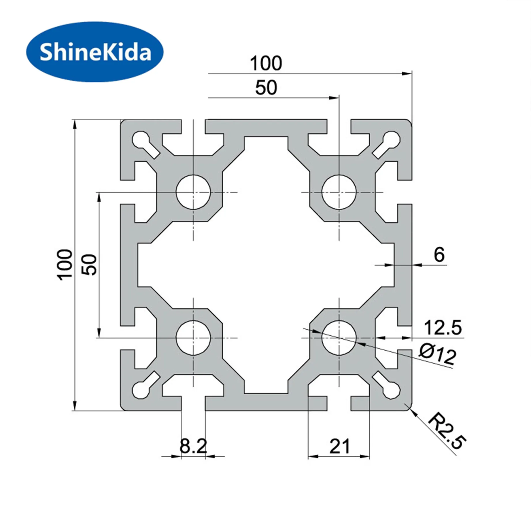 Black 100x100 Profile Aluminum Extrusion 8 Slot 90x90 T Slot for ...