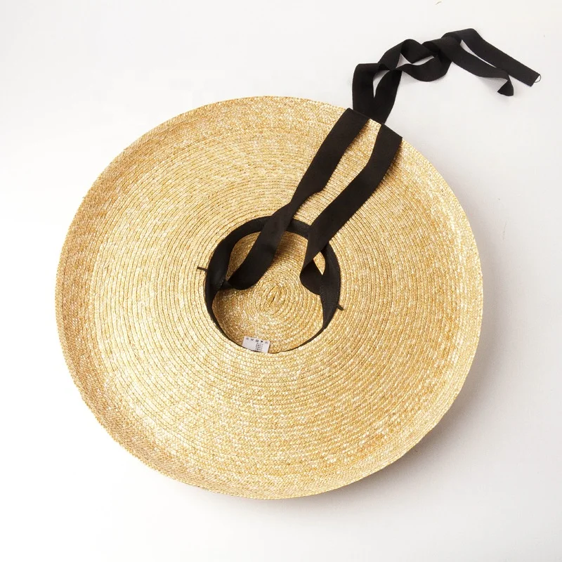 Summer Women Lady Vintage Short Crown Big Brim Natural Straw Hat For ...