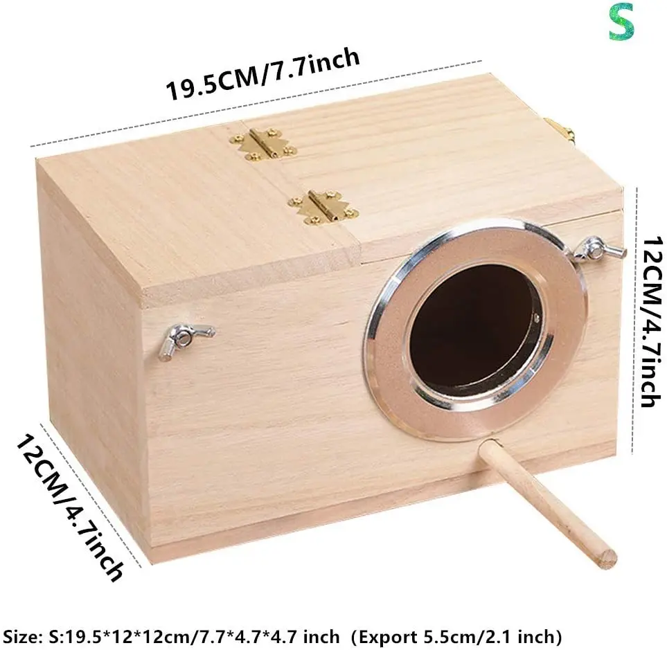 Pet Wood Parakeet Budgie Cockatiel Breeding Nesting Bird Avery Cage Box ...