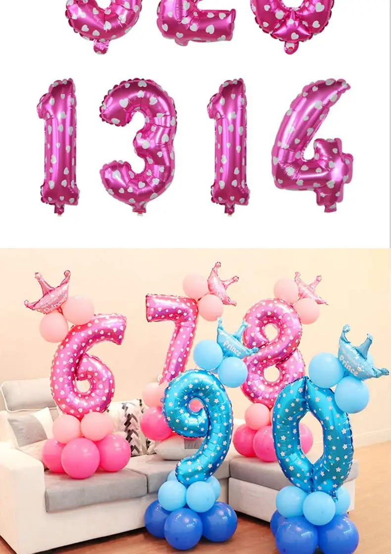 16 Inch Number Foil Birthday Digital Balloons Cute Cartoon Foil Balloon ...