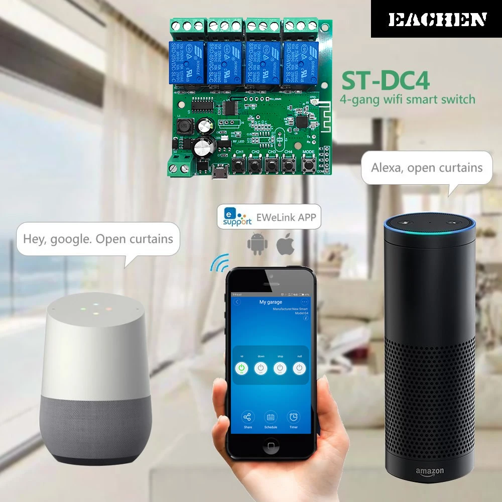 Dc 12v Esp8266 Four Channel Relay Module & Esp-01 Wifi Module For Smart ...