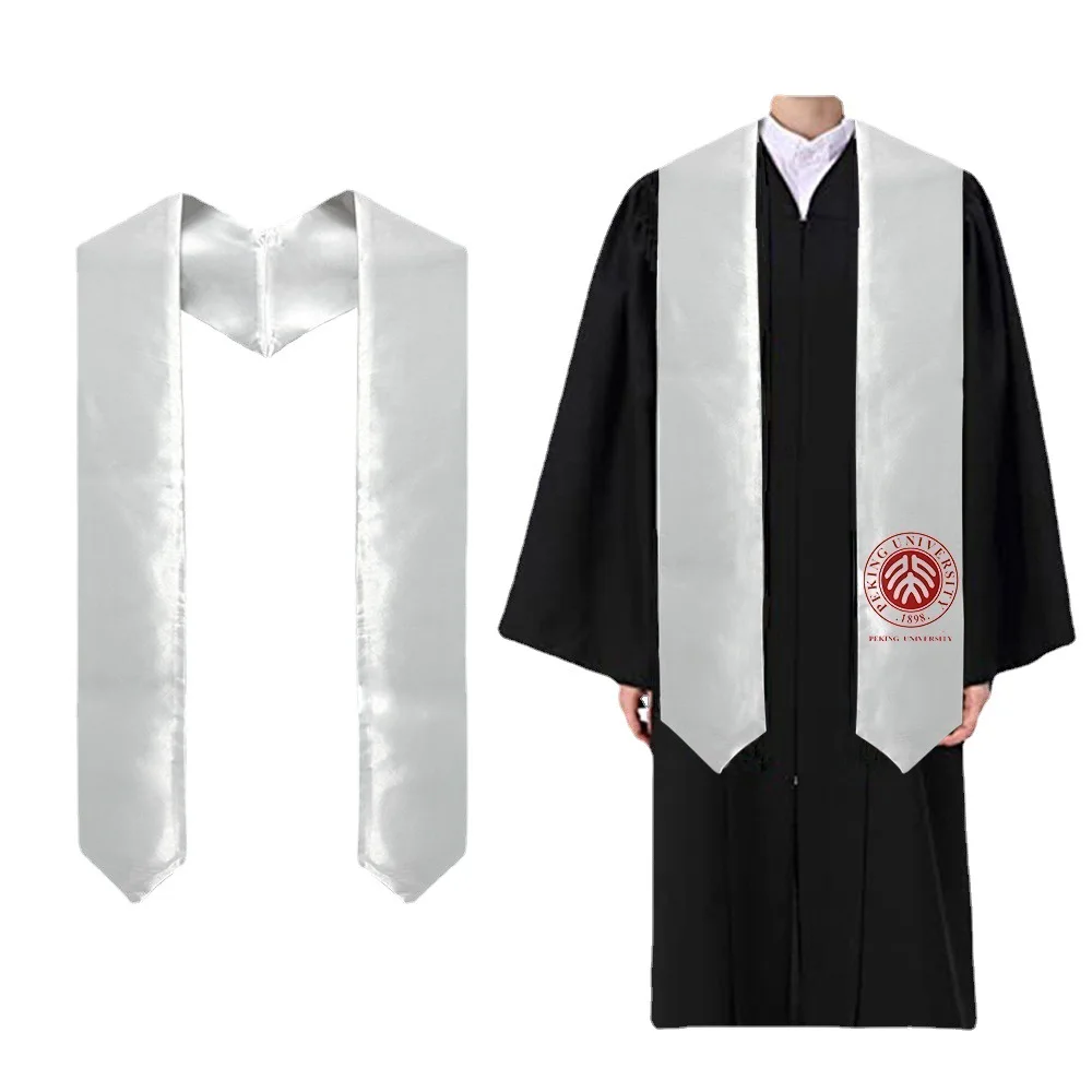 Customizable White Satin Graduation Stoles - 60" & 72"