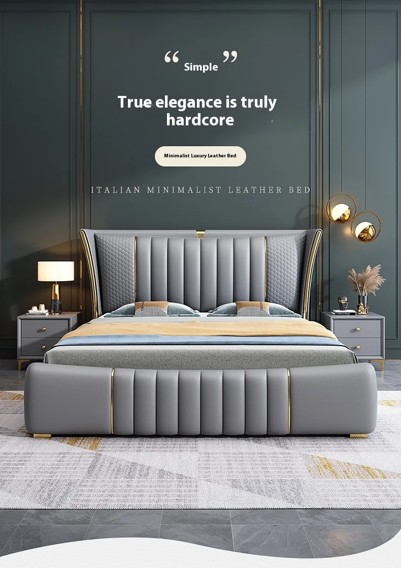 Modern Luxury Upholstered Bed Simple King Size Soft Bed Frame Bedroom ...