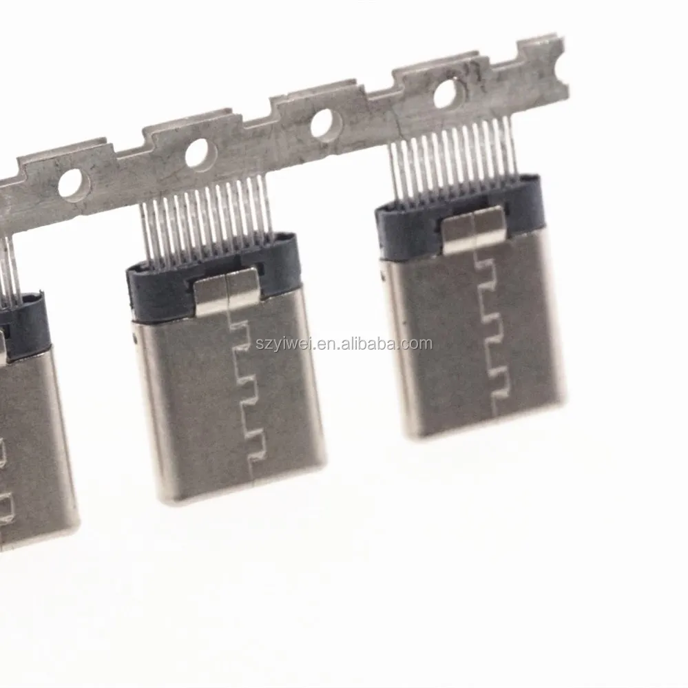 USB 3.1 Type-C Connector - 24 Pin Male Receptacle Straddle Mount
