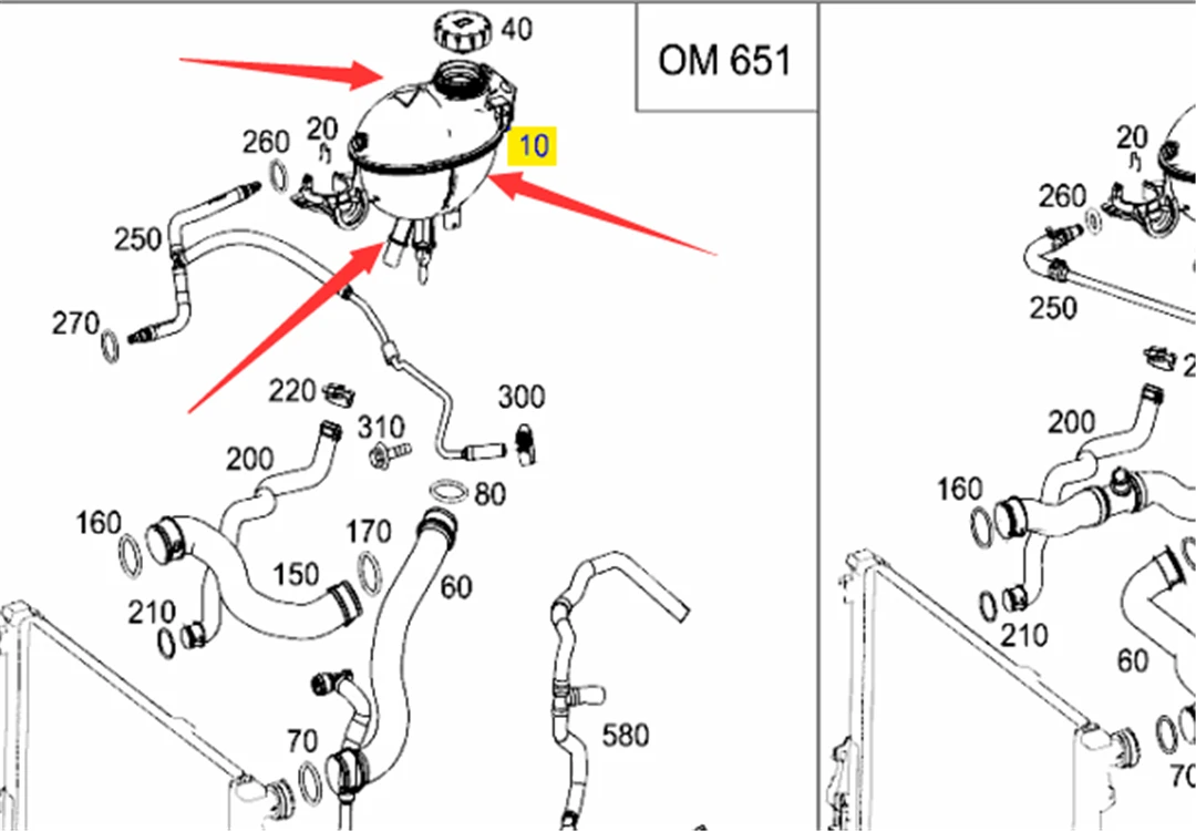 W204 W205 W203 C200 Expansion Tank For Mercedes Benz Car Auto Parts ...