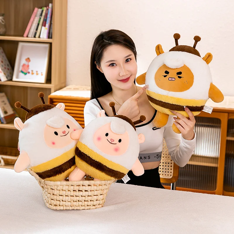 Creative Cute Cartoon Bee Sheep Plush Toys Living Room Sofa Ornaments ...