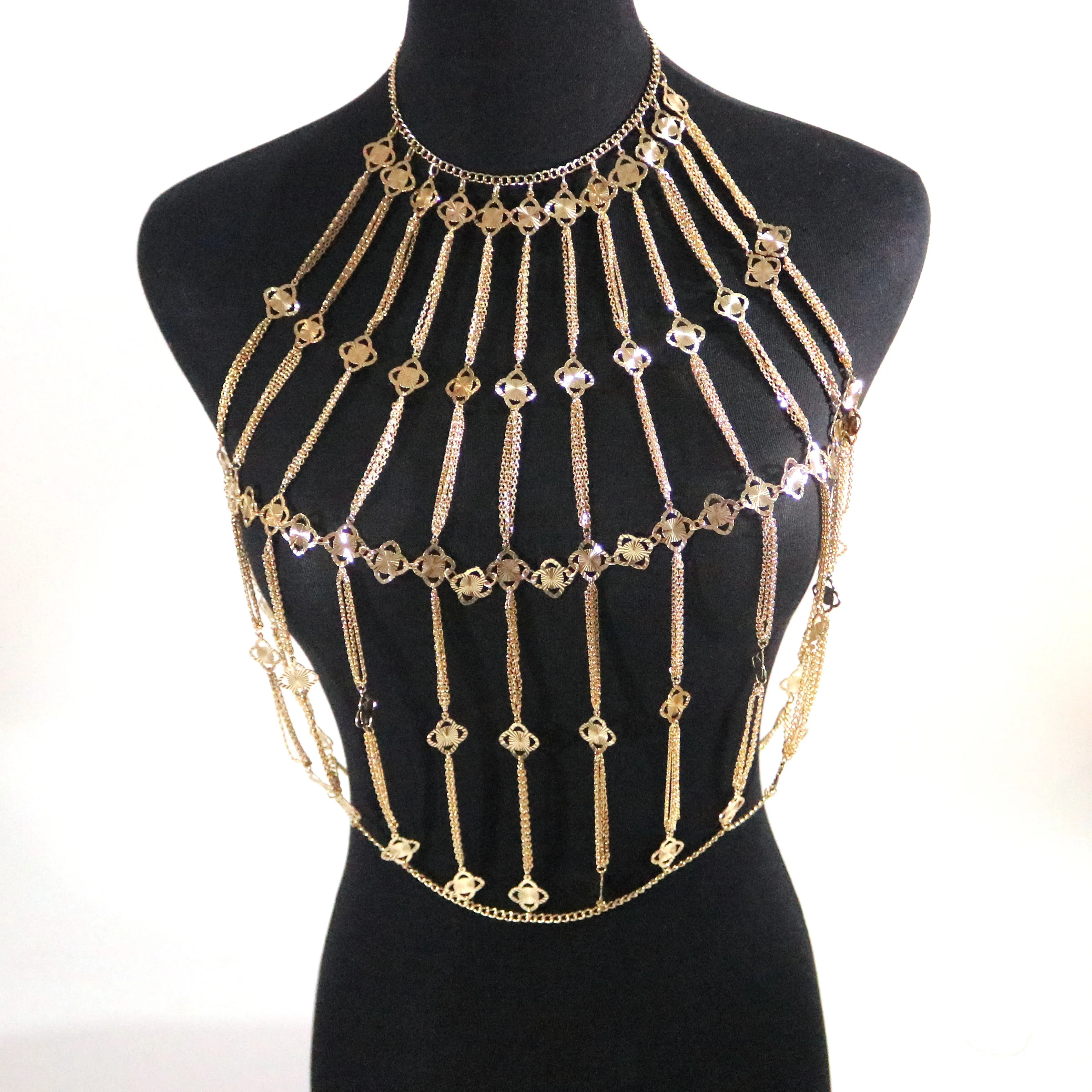 Gold Diamond Cut Texture Disc Tassel Necklace Ladies Jewelry Panty ...